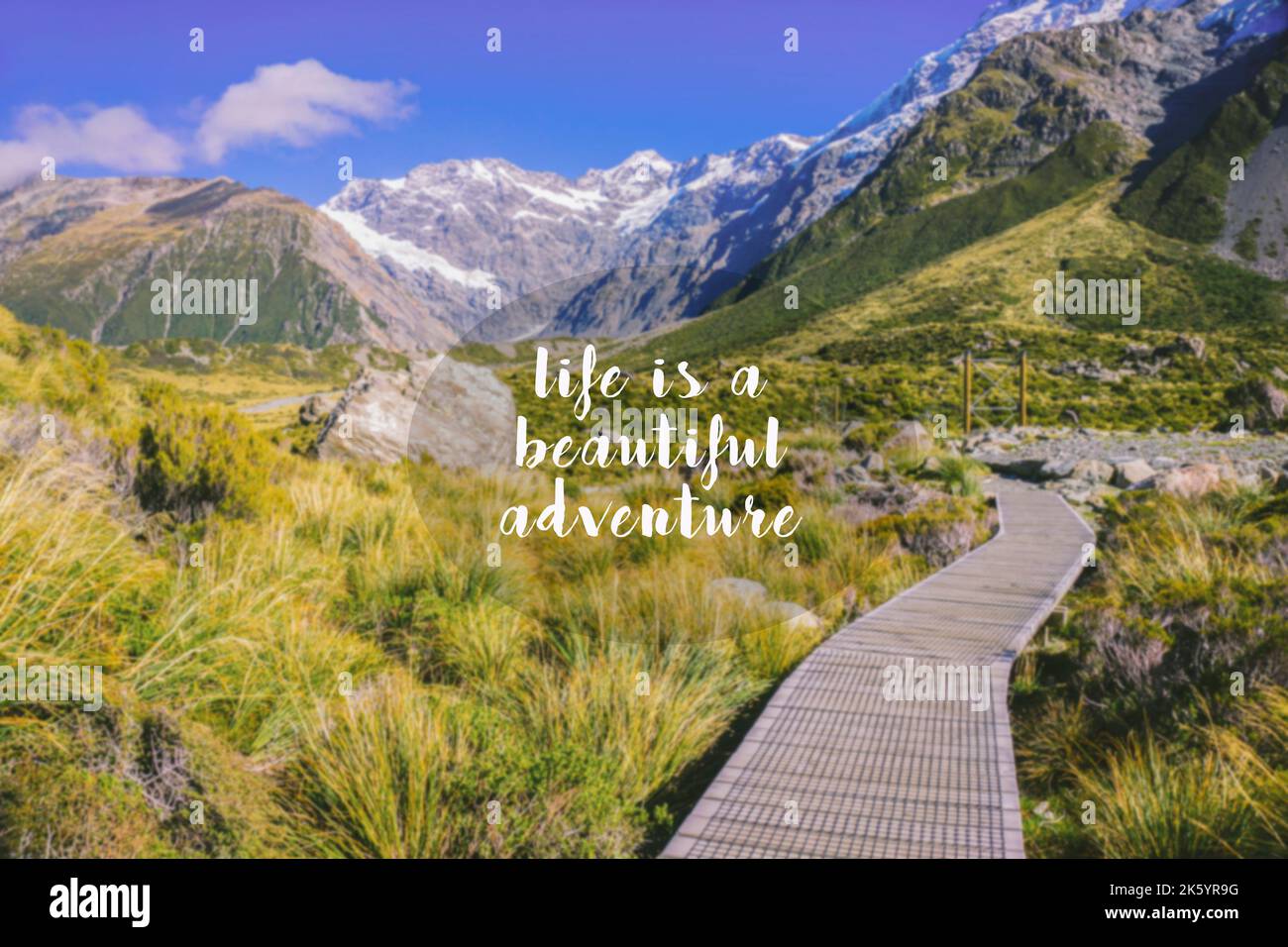 Travel inspirational quote - Life is a beautiful adventure. Blurry ...