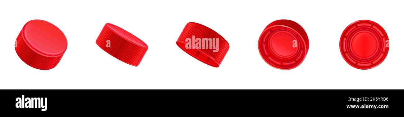 Red plastic cap for bottles with water, soda, beer or juice in ...