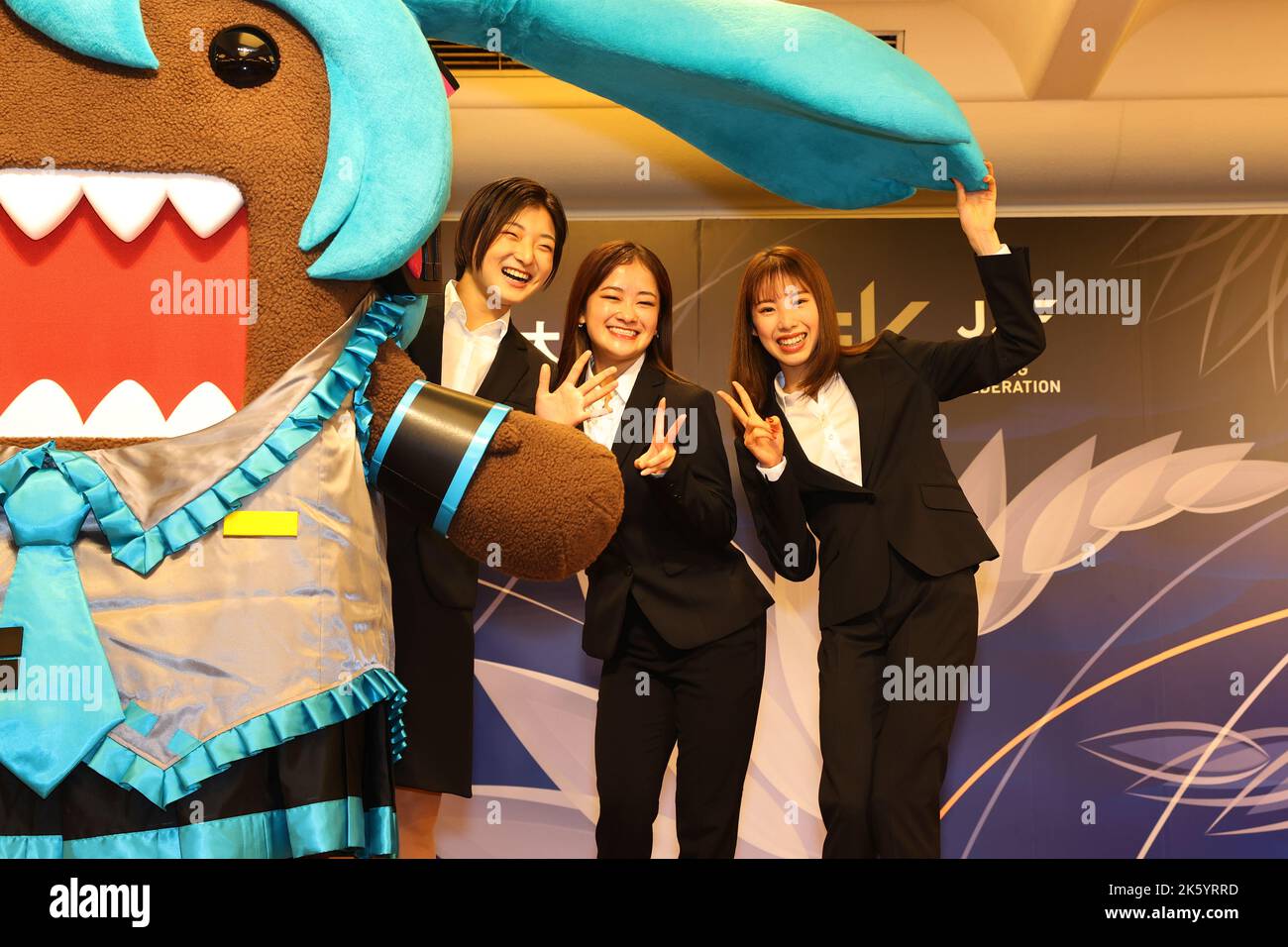 Tokyo, Japan. 9th Oct, 2022. (L to R) Kaori Sakamoto, Rinka Watanabe ...