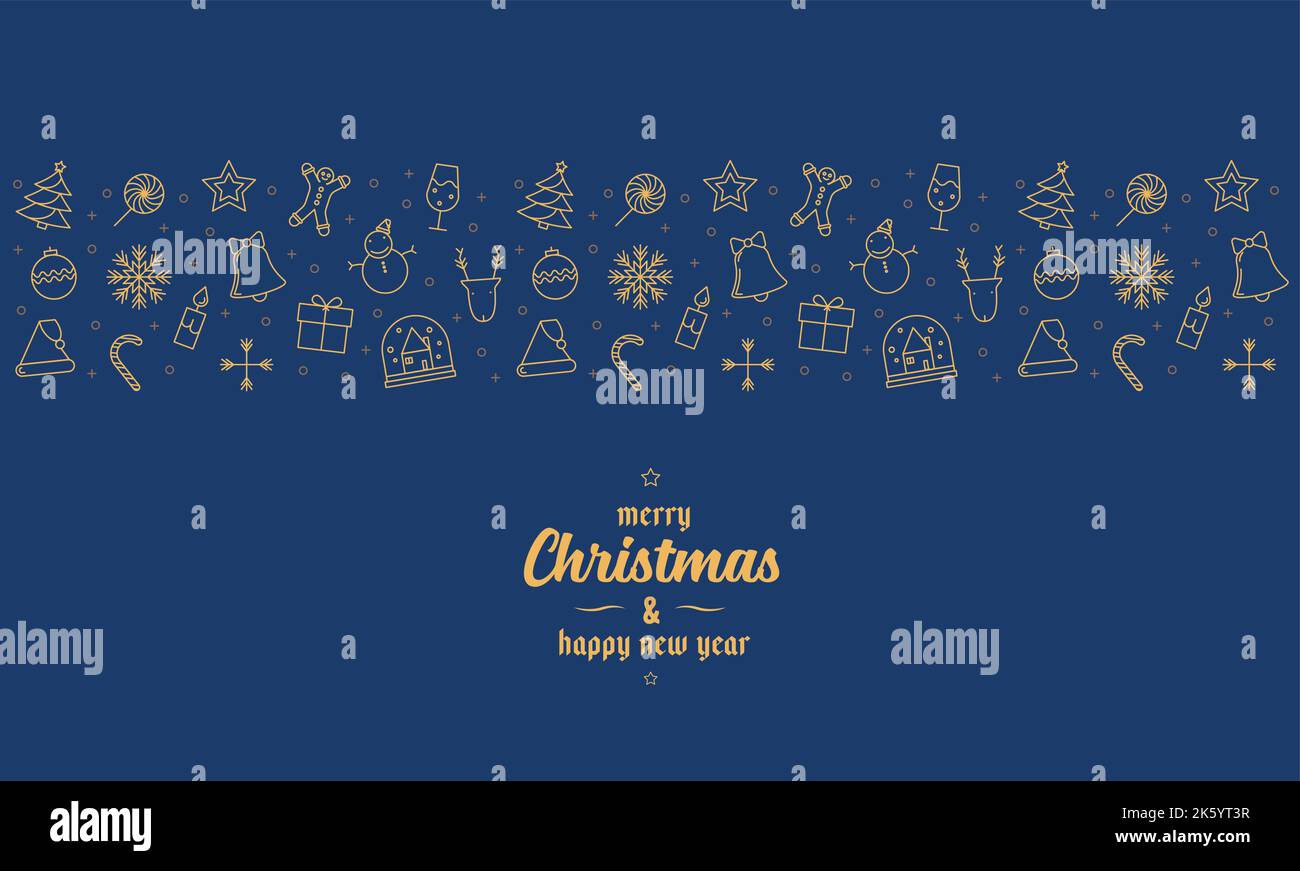 christmas ornament icons element banner blue background. Vector ...