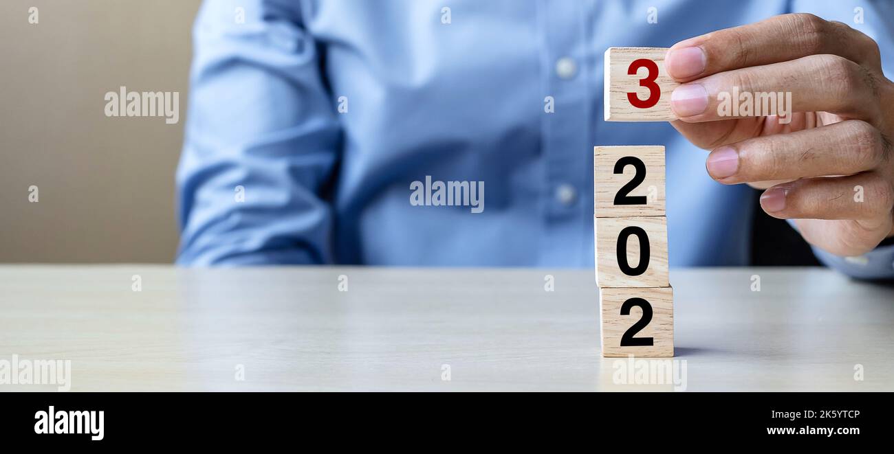 block 2023 text on table. Resolution, strategy, plan, goal, motivation ...