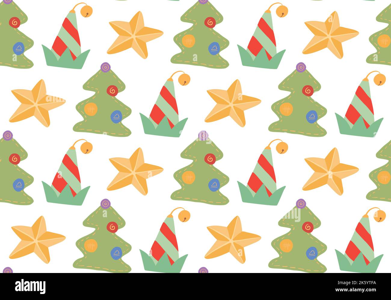 Vector seamless Christmas pattern. Wallpaper with flat cartoon new year ...