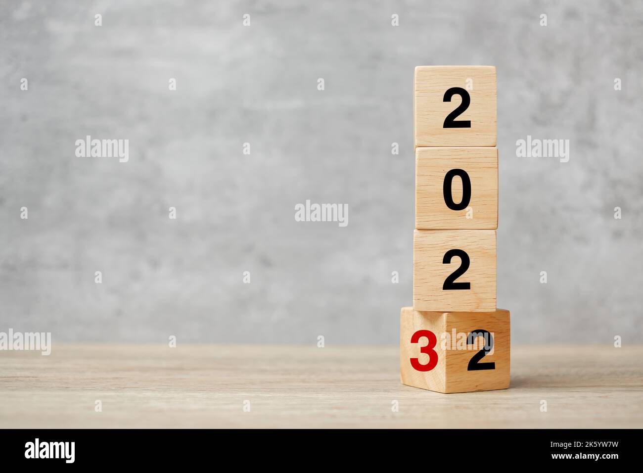 block flipping 2022 to 2023 text on table. Resolution, strategy, plan ...