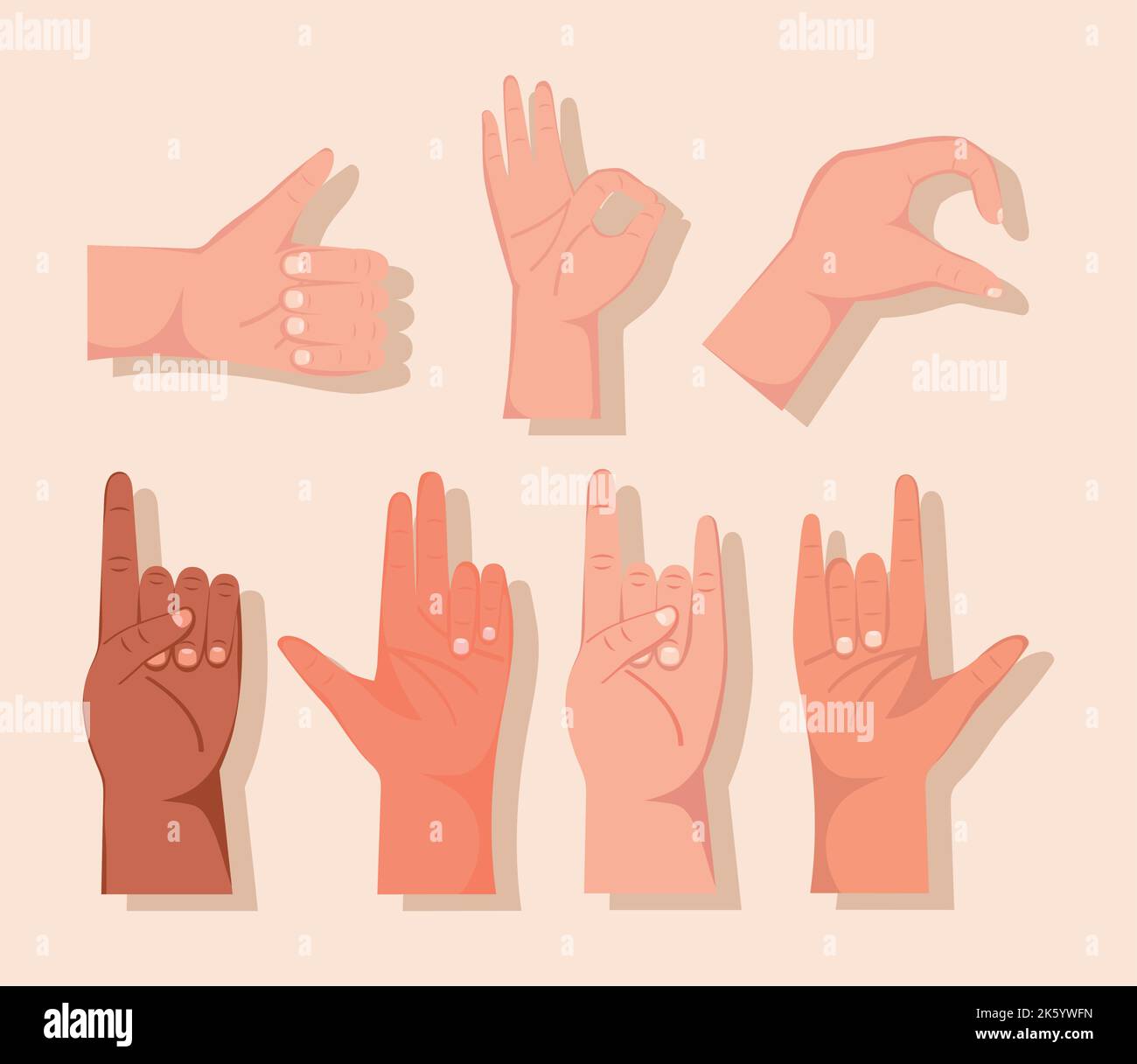 seven hands gestures Stock Vector Image & Art - Alamy
