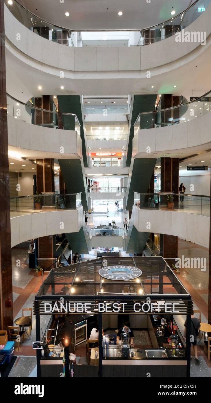 Inside view of luxury shopping mall balconies in Bangkok Thailand Stock ...