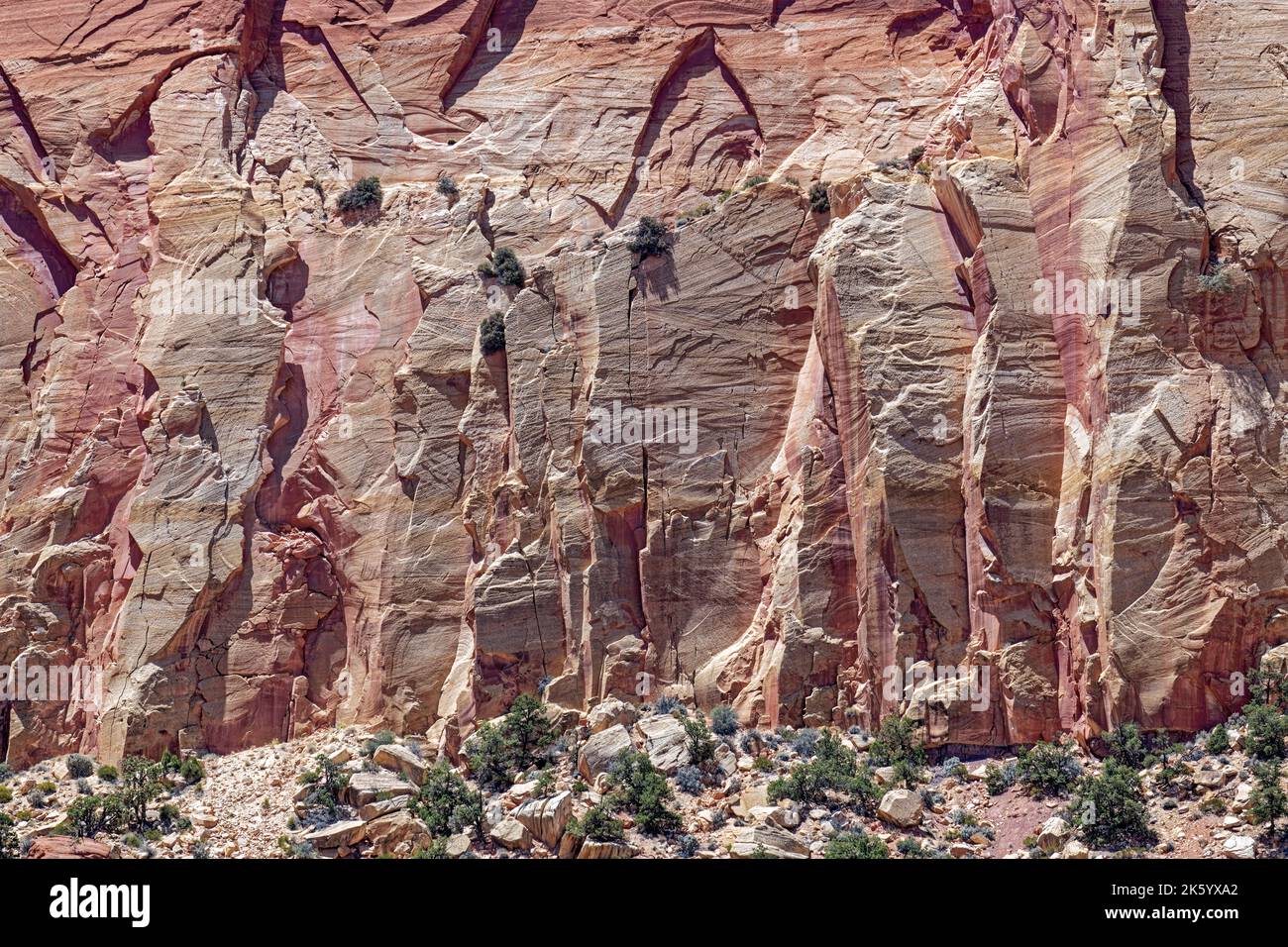 Canyon walls sculpted by erosion along the Burr Trail Road in the Grand ...