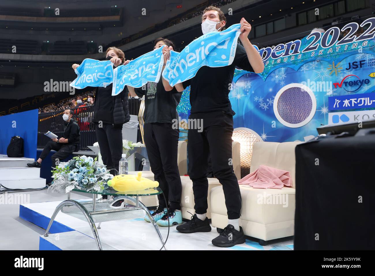 Saitama, Japan. 8th Oct, 2022. (L-R) Ilia Malinin, Mirai Nagasu, Jason ...