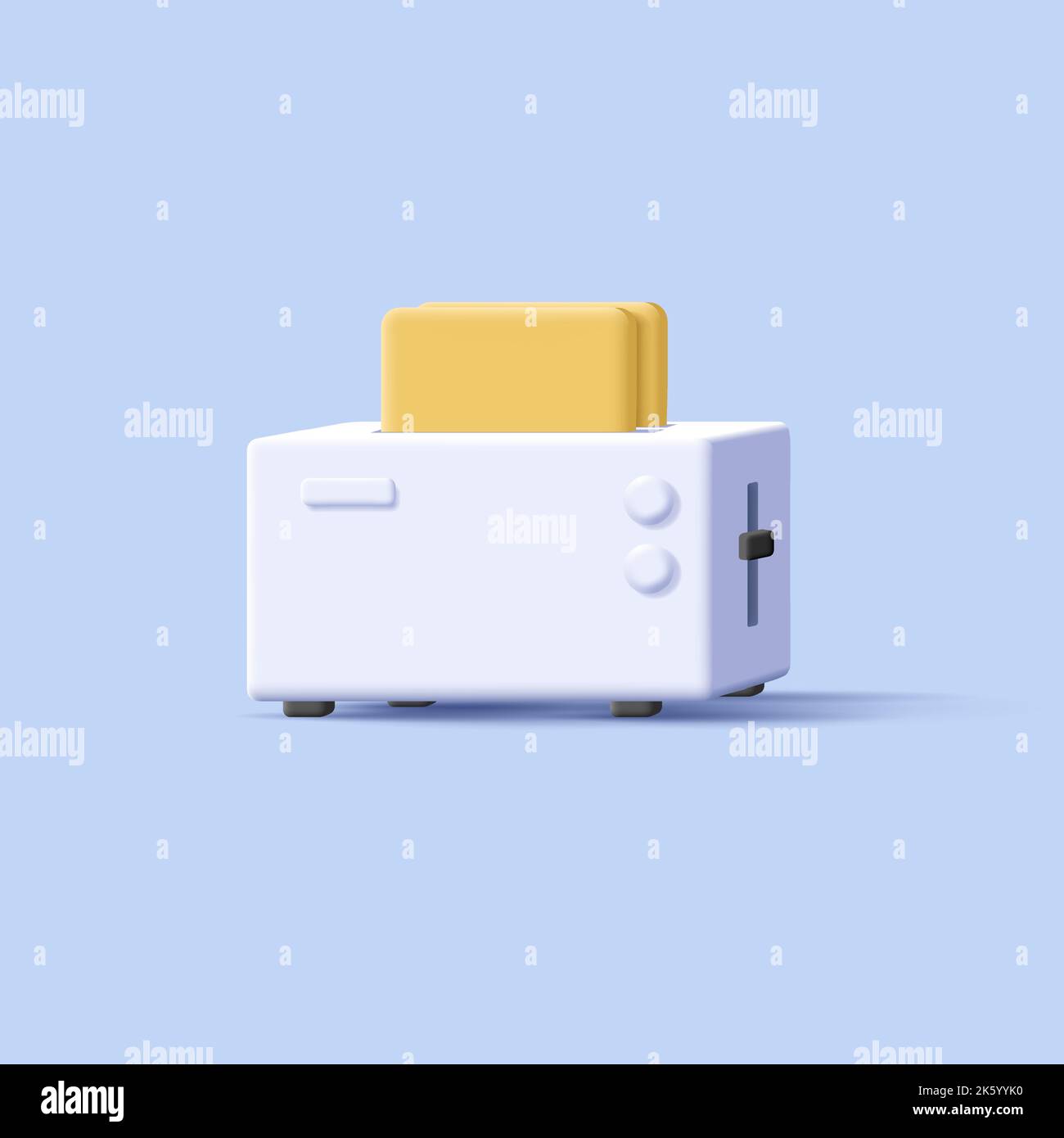 White 3d toaster with bread, render cartoon style illustration, isolated vector Stock Vector ...