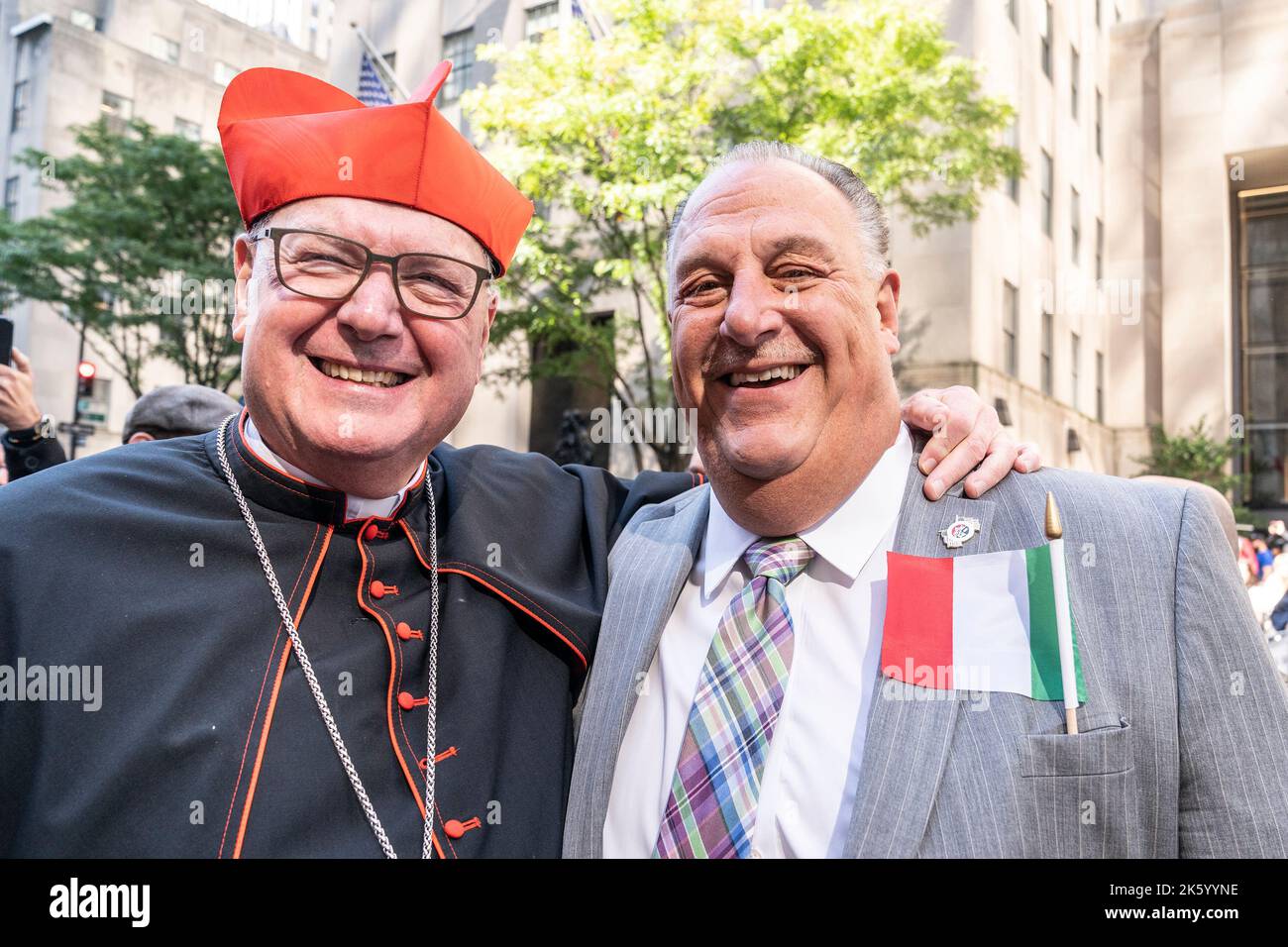 New York, US, October 10, 2022. Cardinal Timothy Dolan poses with Gary ...