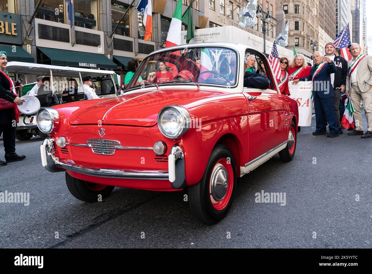 New York, US, October 10, 2022. Antique car Autobianchi Bianchina seen ...
