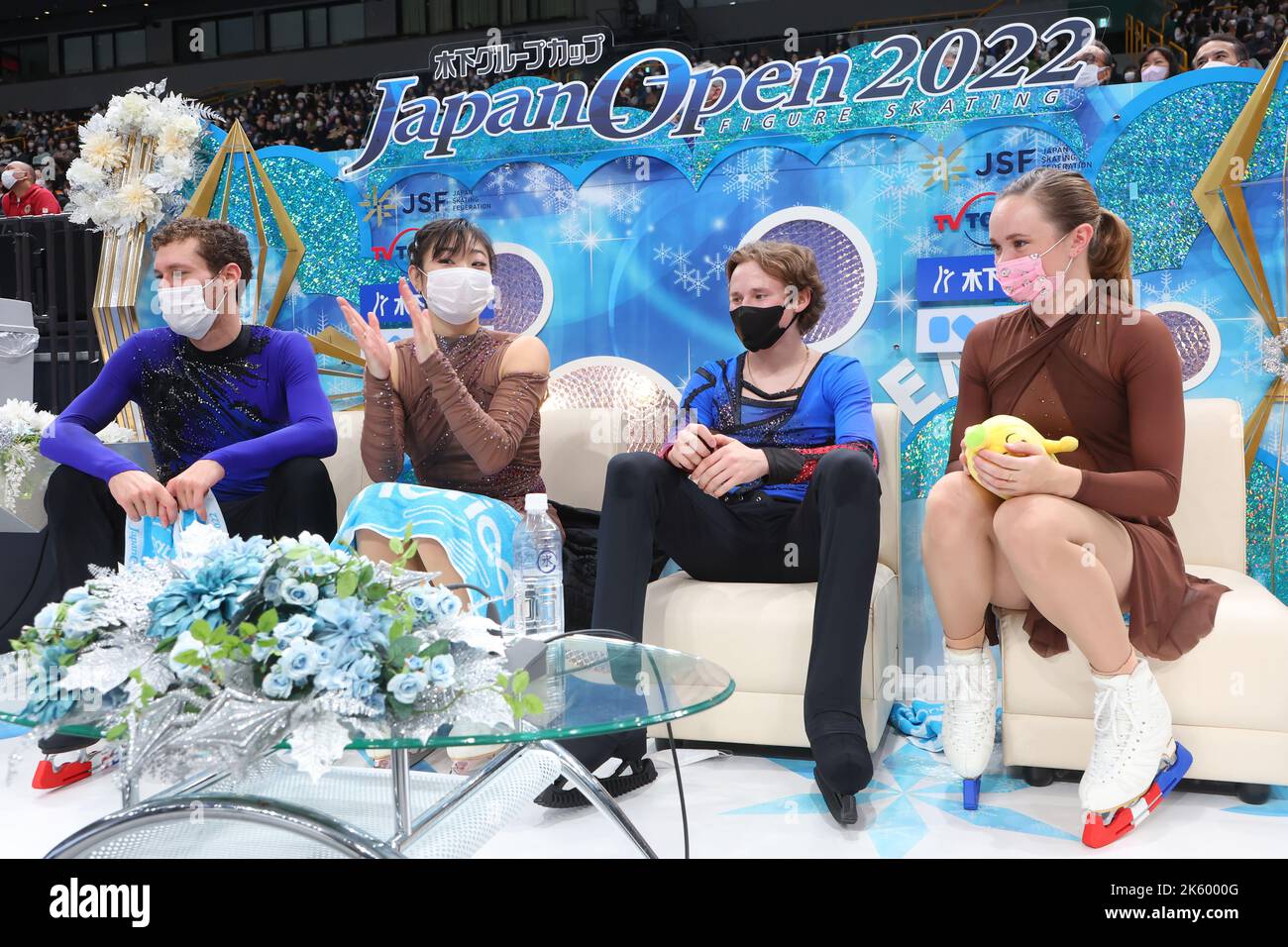 Saitama, Japan. 8th Oct, 2022. (L-R) Jason Brown, Mirai Nagasu, Ilia Malinin, Mariah Bell (USA ...