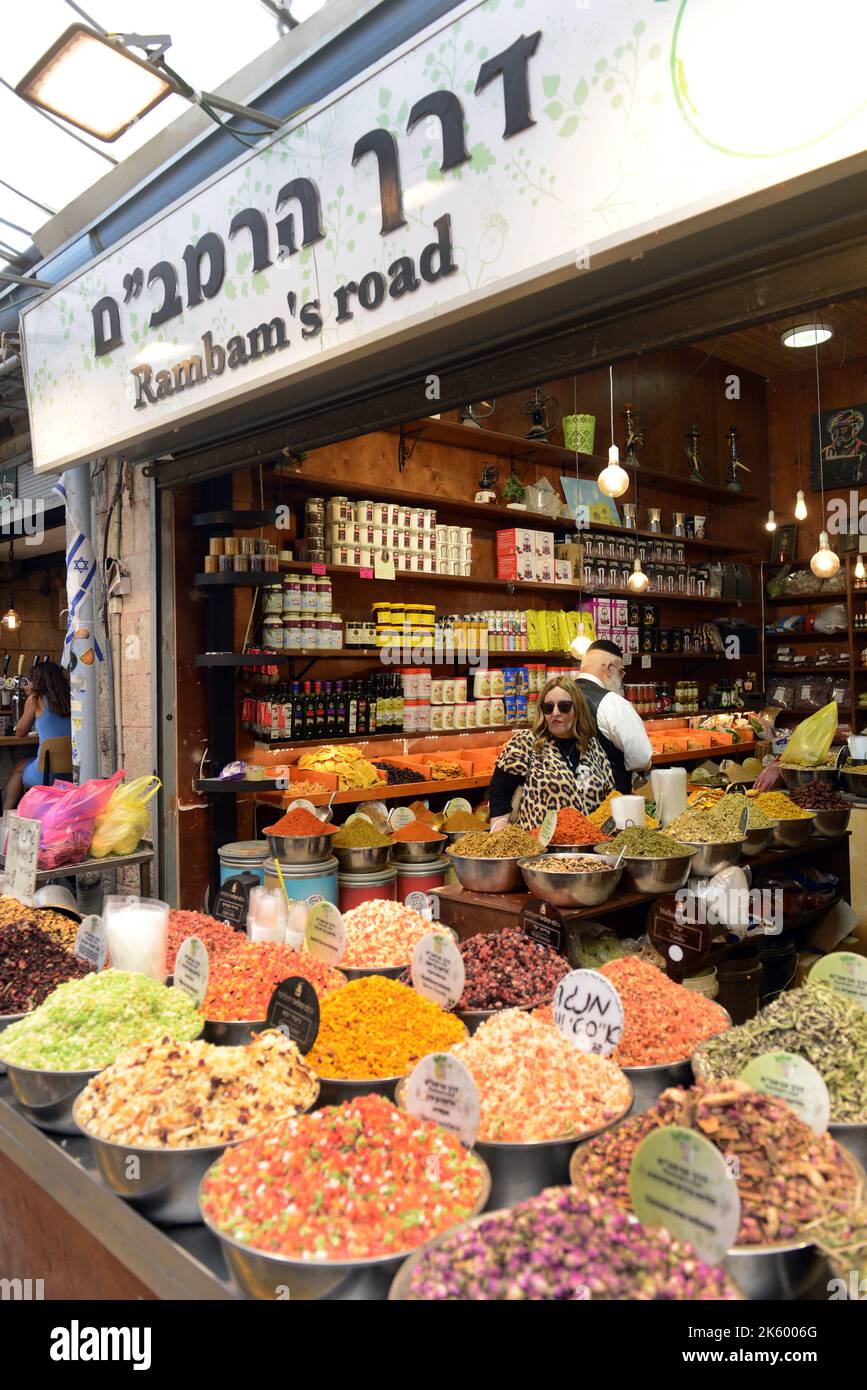 Rambam's road her and spice shop at the vibrant Machane Yehuda market ...