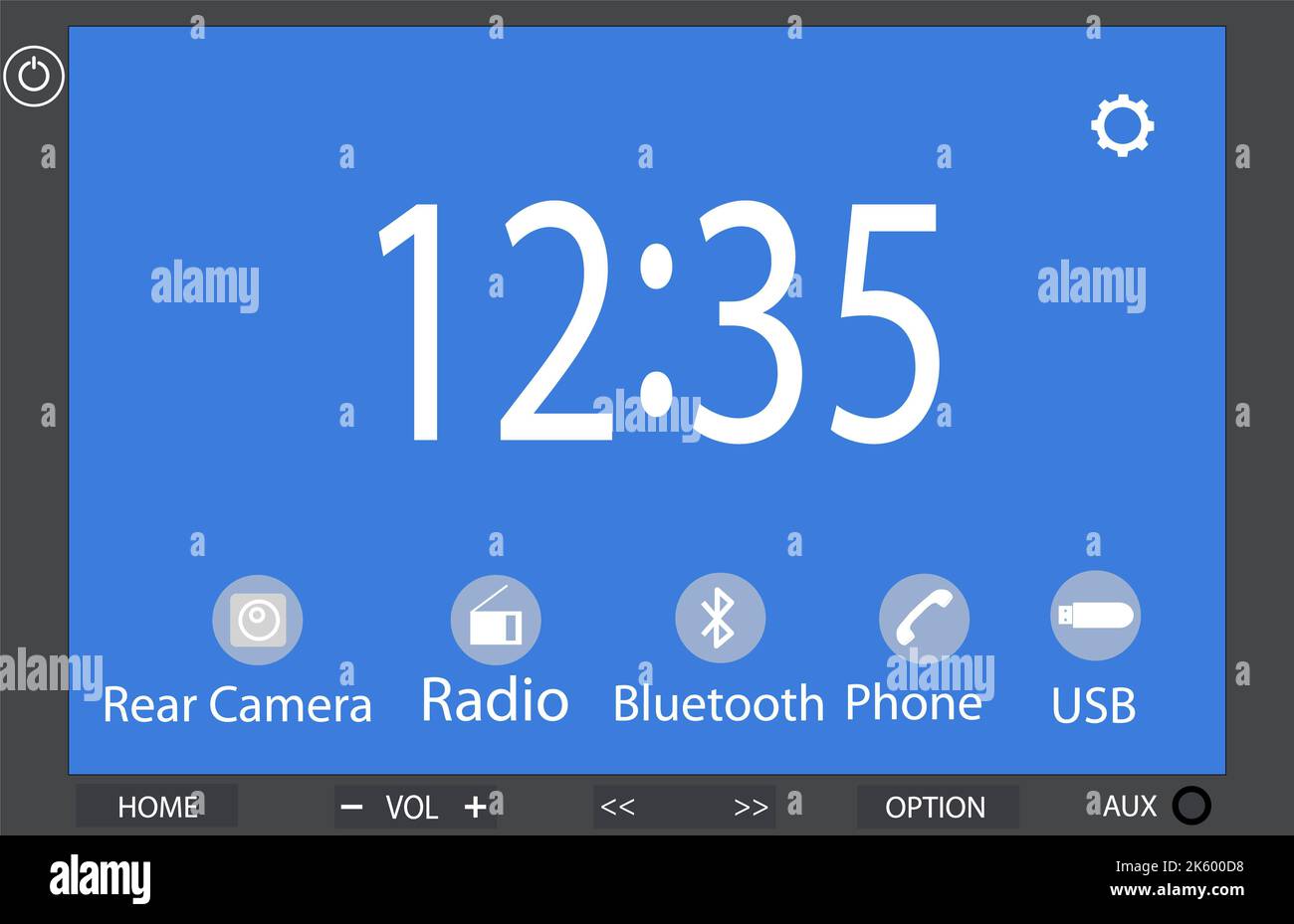 car audio system on white background. car radio sign. flat style Stock ...