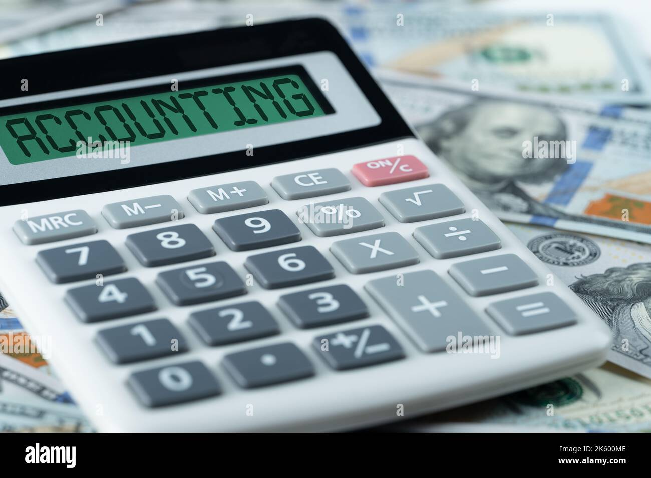 finance and accounting concept. word accounting on calculator on us ...