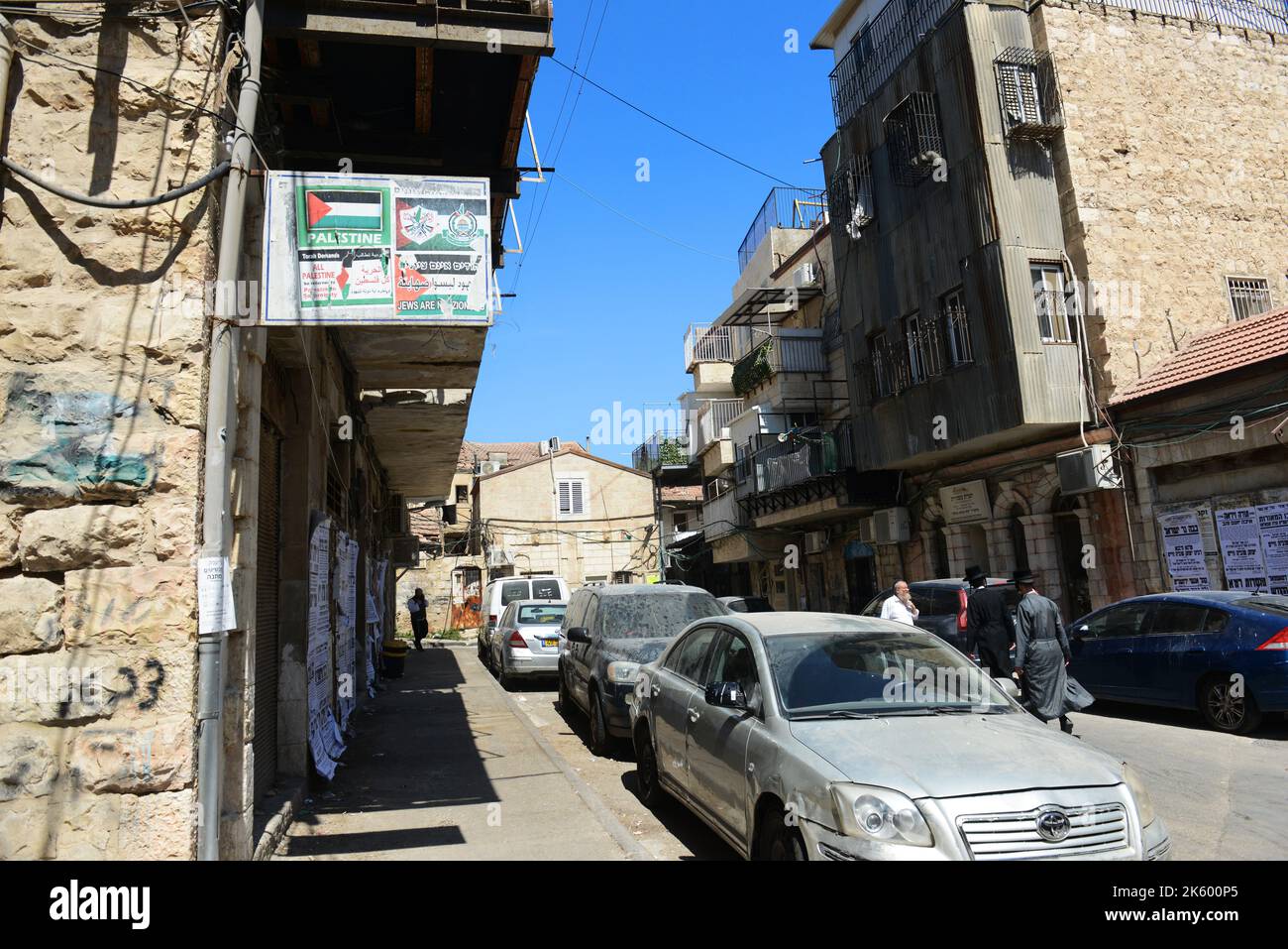The Palestinian flag in Mea Shearim neighborhood in Jerusalem, Israel ...