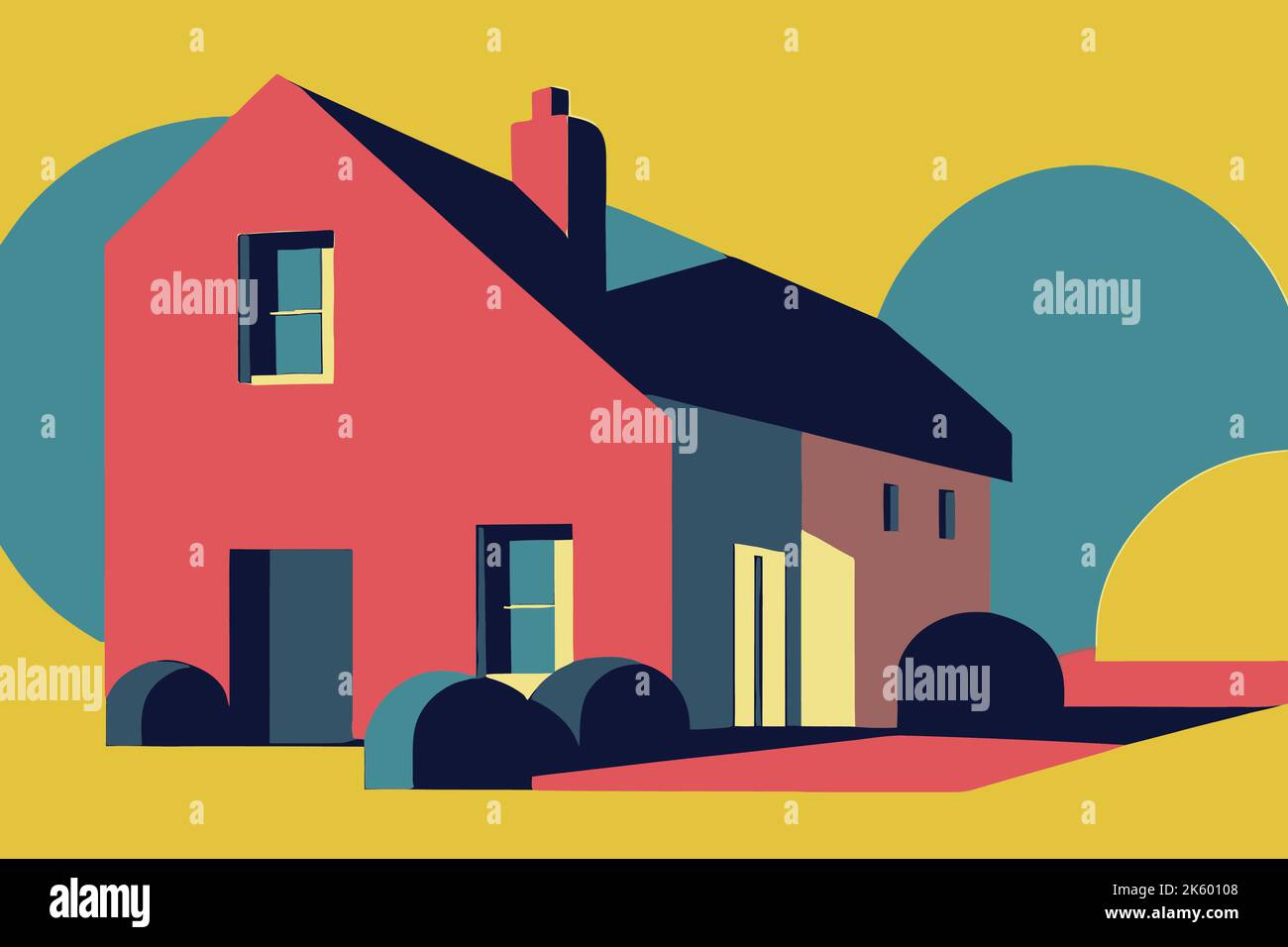 A digital vector illustration of a colorful abstract modern house Stock ...