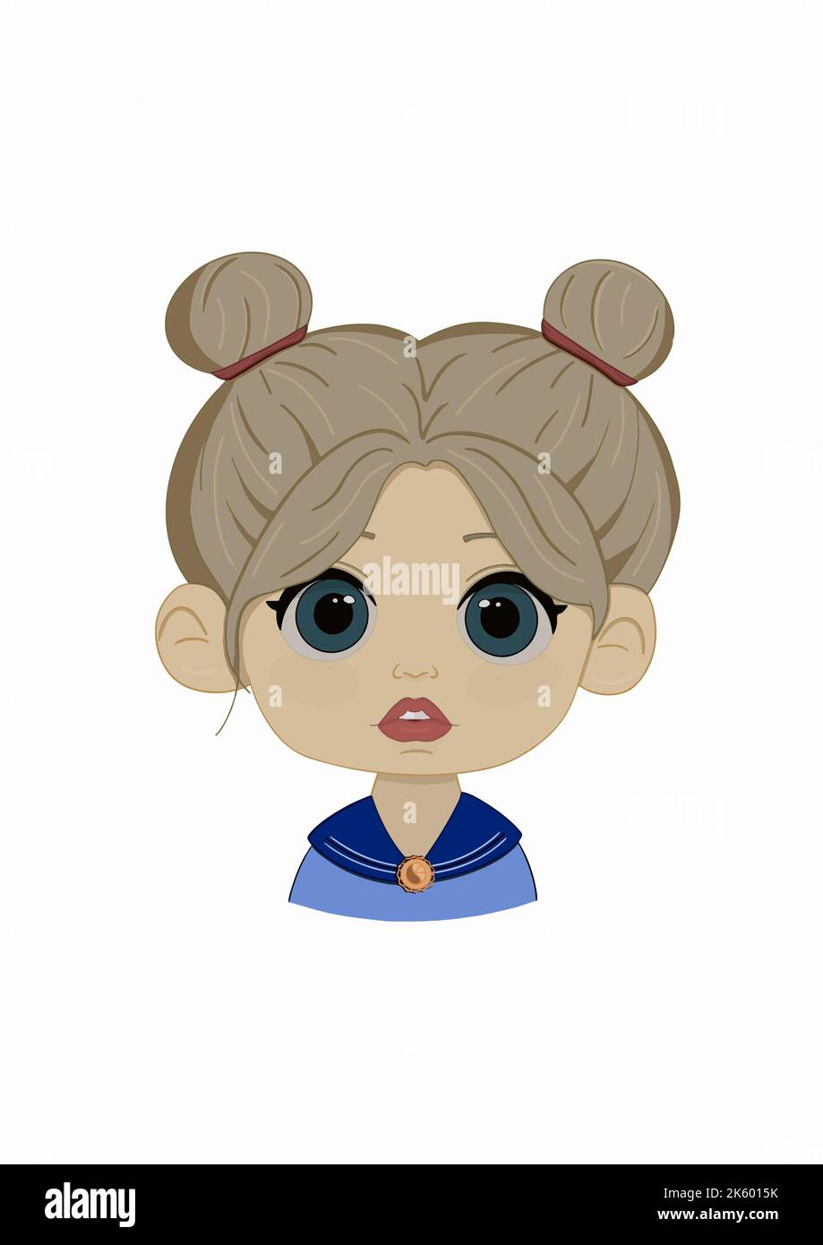 Cute girl with ponytails and inflated lips Stock Vector Image & Art - Alamy
