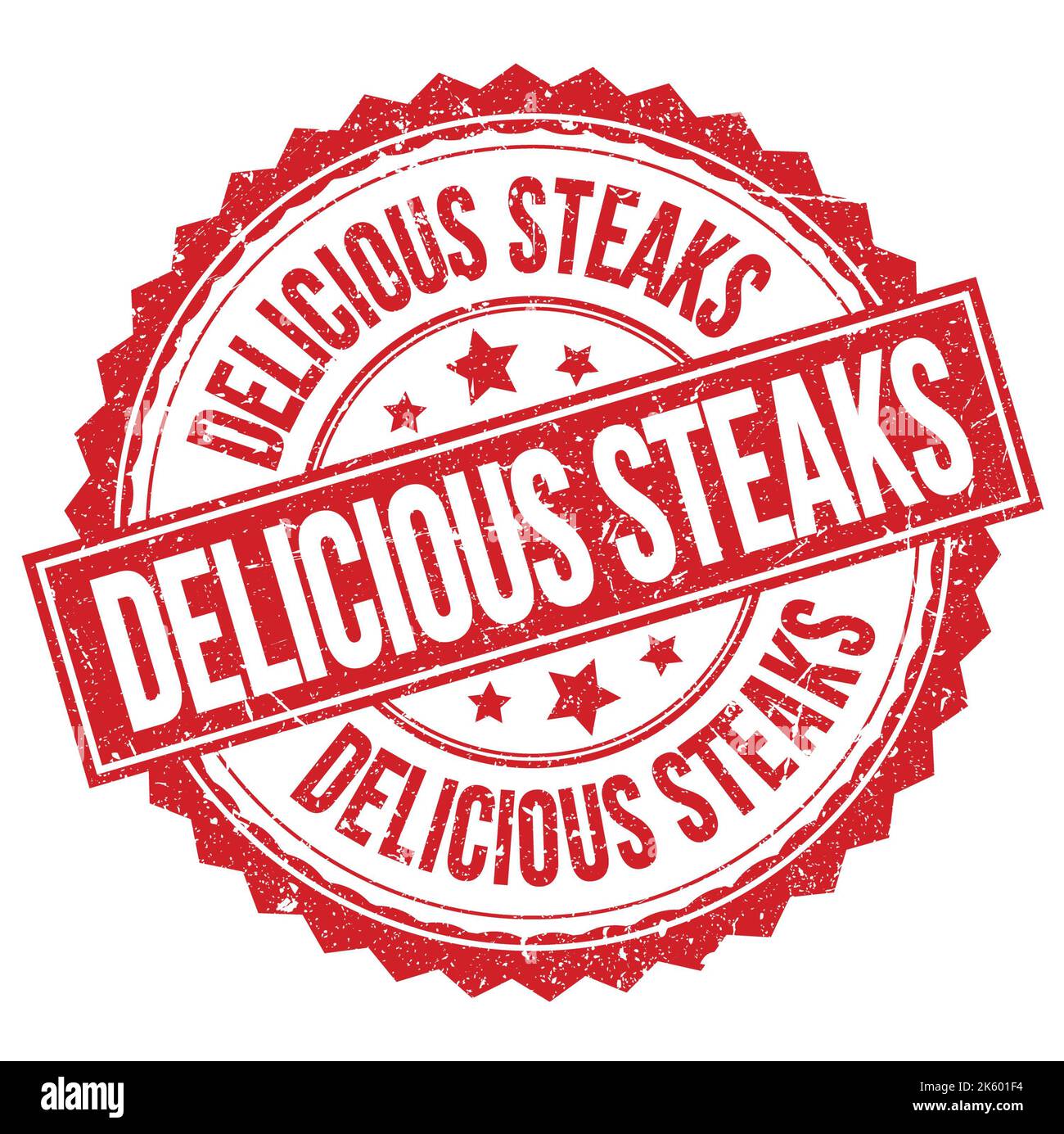 DELICIOUS STEAKS text written on red round stamp sign Stock Photo - Alamy