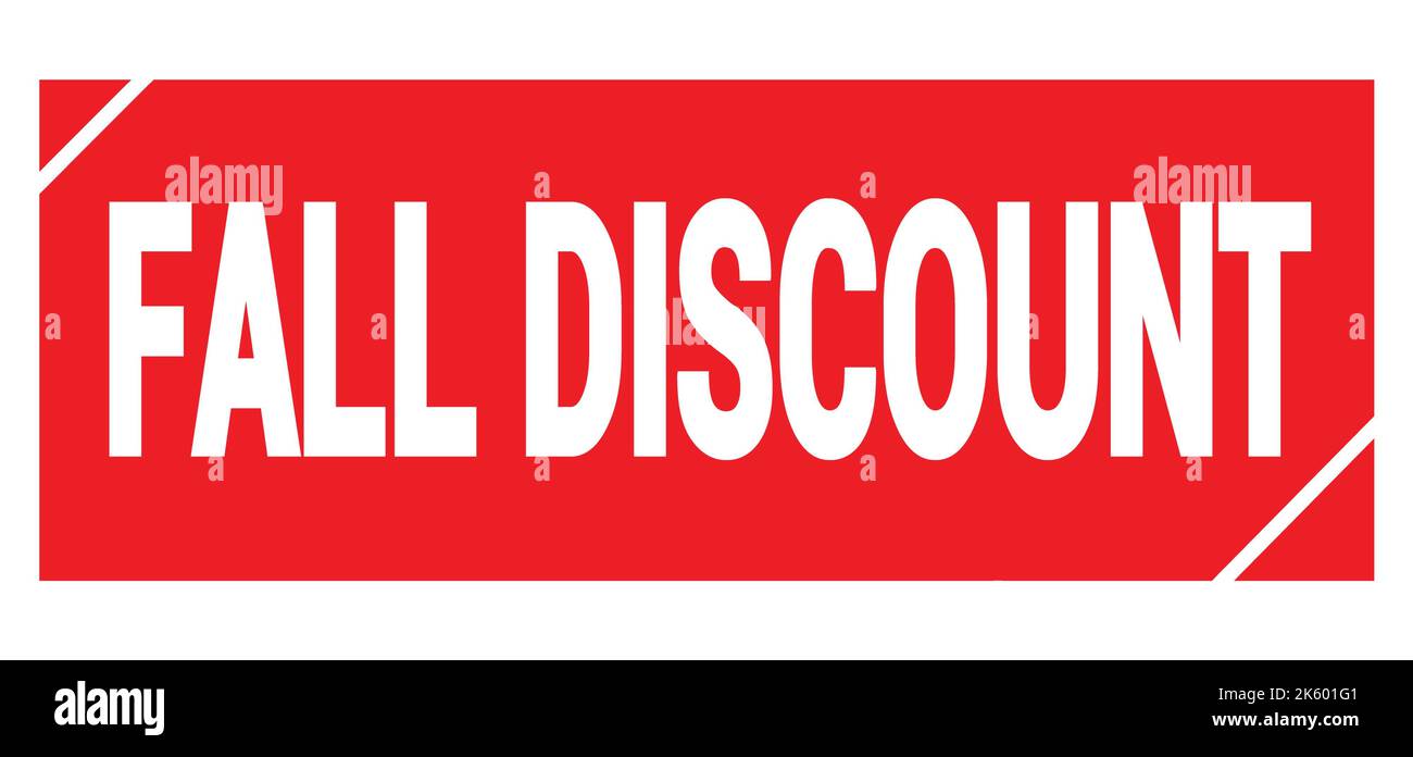 FALL DISCOUNT text written on red grungy stamp sign Stock Photo - Alamy