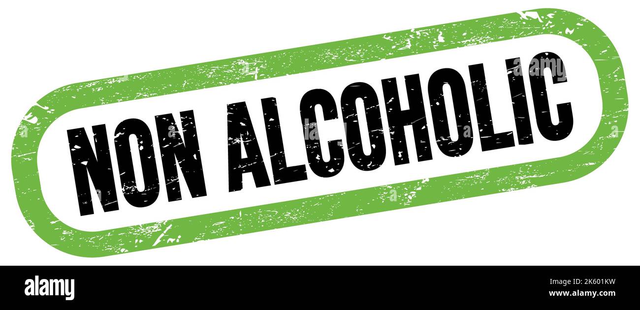 NON ALCOHOLIC, text on green-black rectangle stamp sign Stock Photo - Alamy