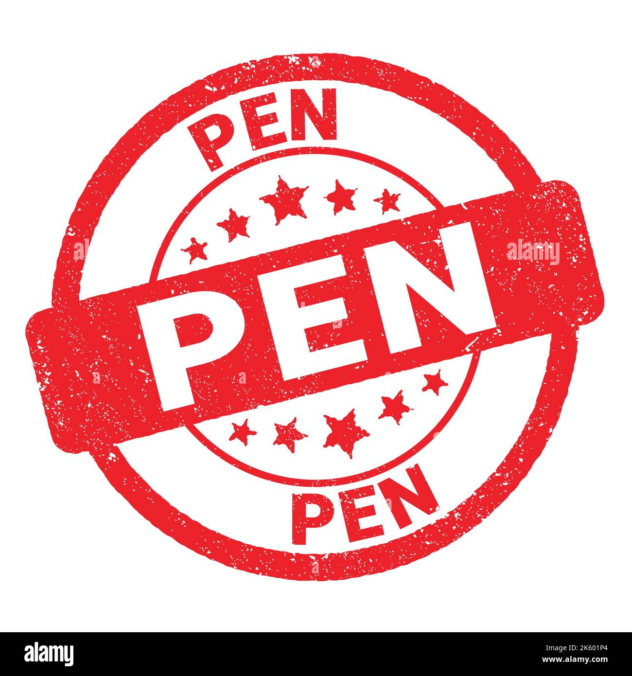 PEN text written on red grungy stamp sign Stock Photo - Alamy