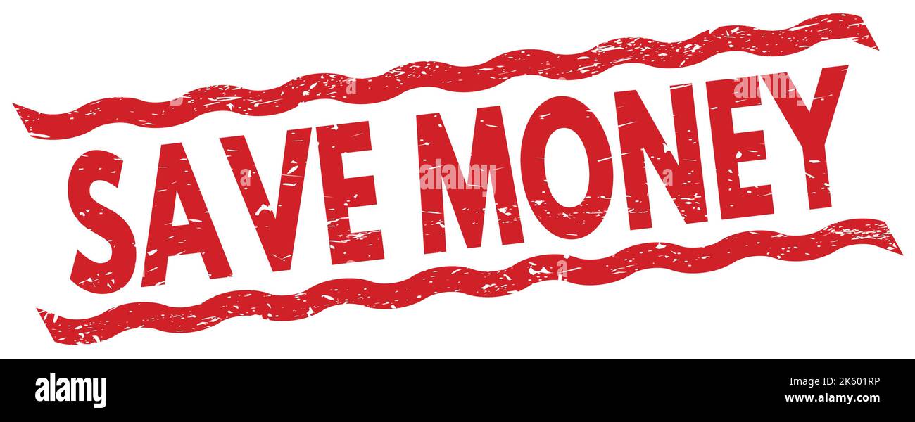 SAVE MONEY text written on red lines stamp sign Stock Photo - Alamy