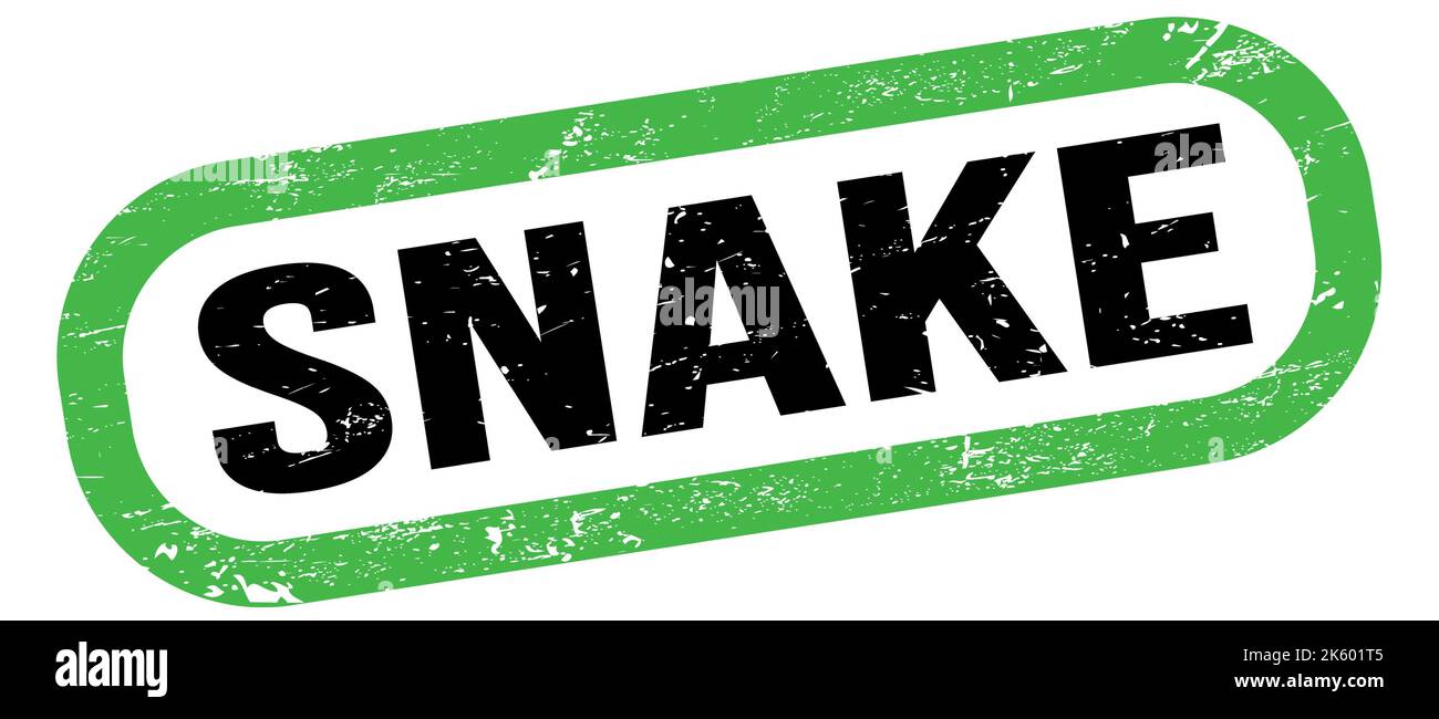 SNAKE, text on green-black rectangle stamp sign Stock Photo - Alamy