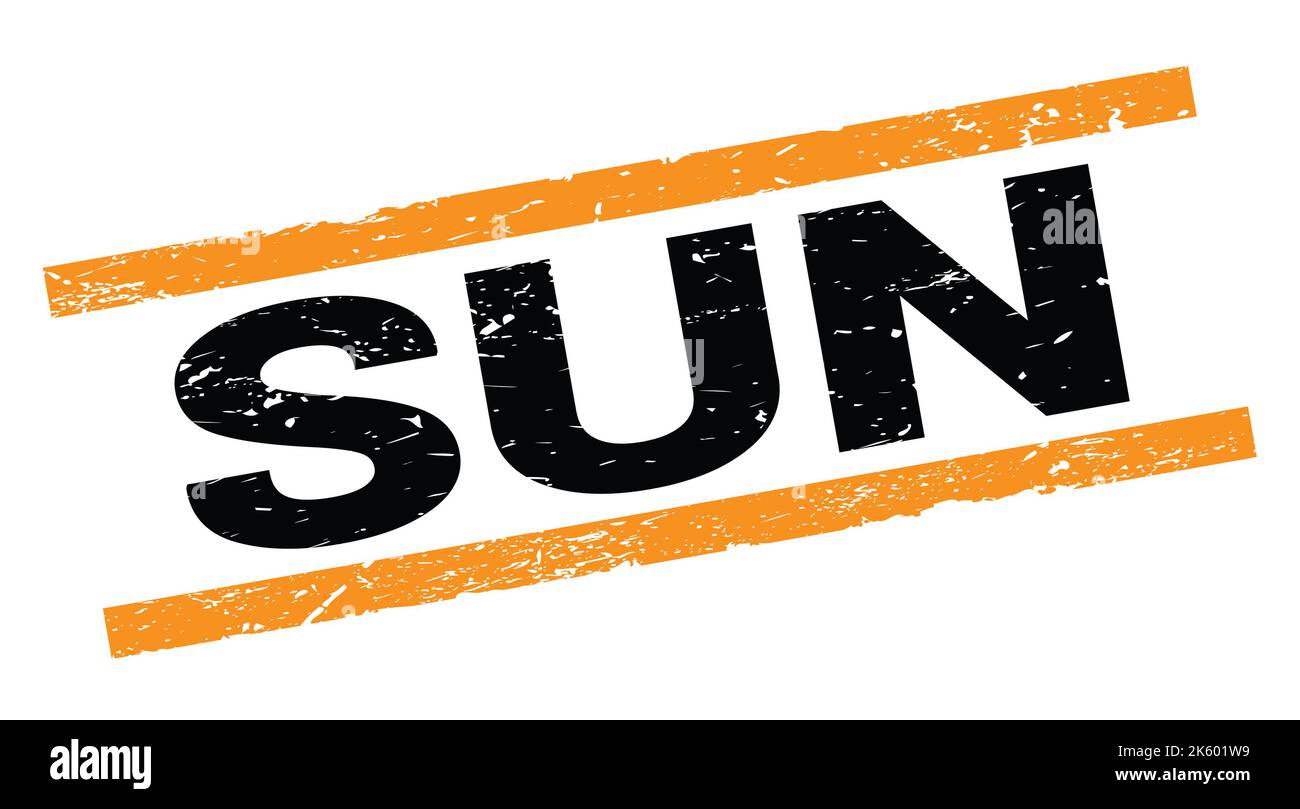 SUN text written on orange rectangle stamp sign Stock Photo - Alamy