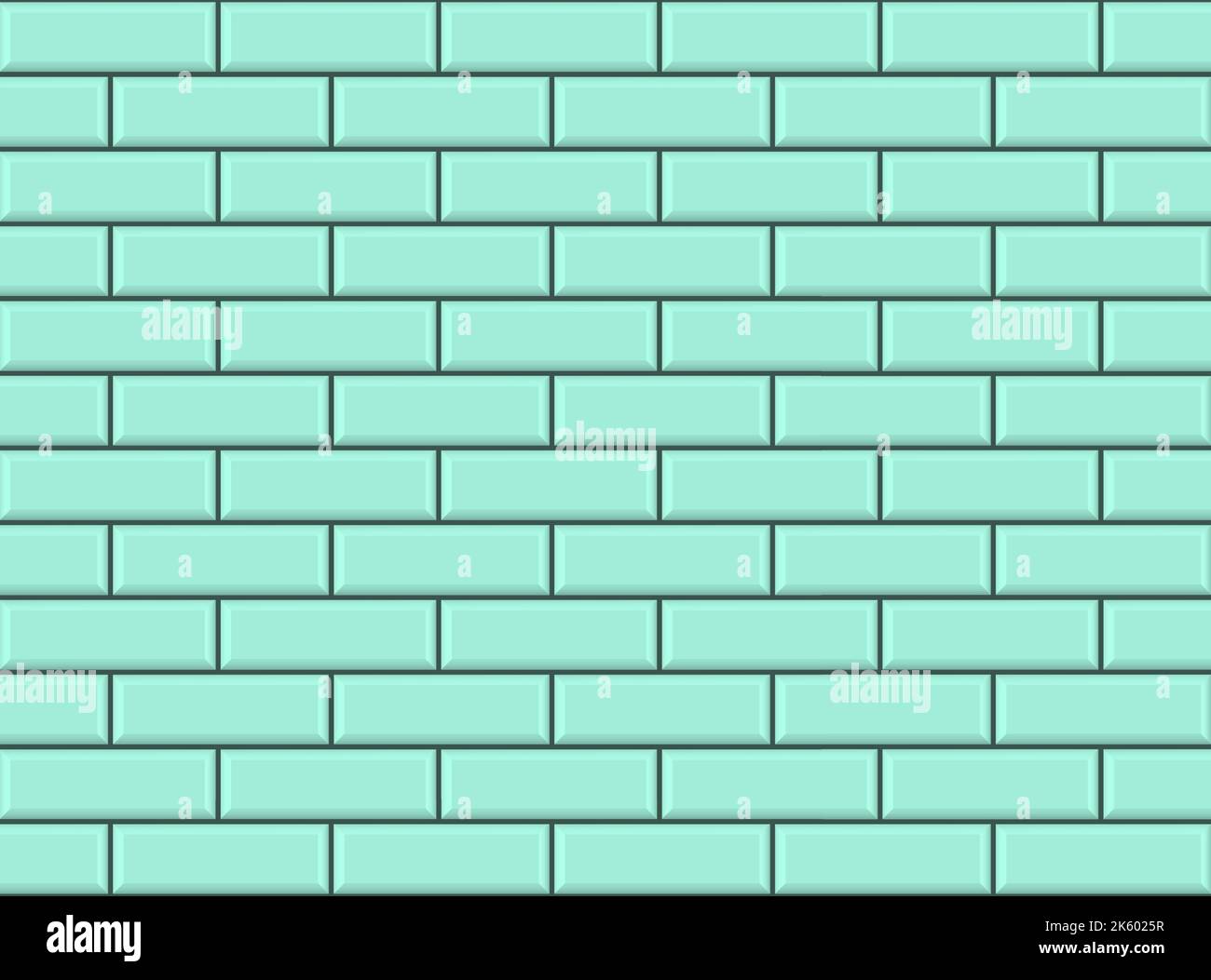 Subway tile pattern. Metro green turquoise ceramic bricks background ...