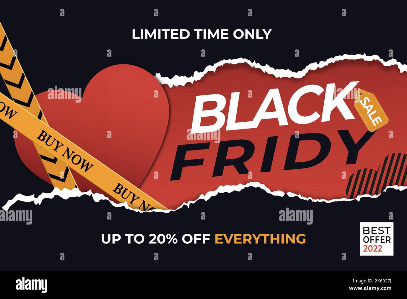 Gradient black friday horizontal banner template with torn edges and ...