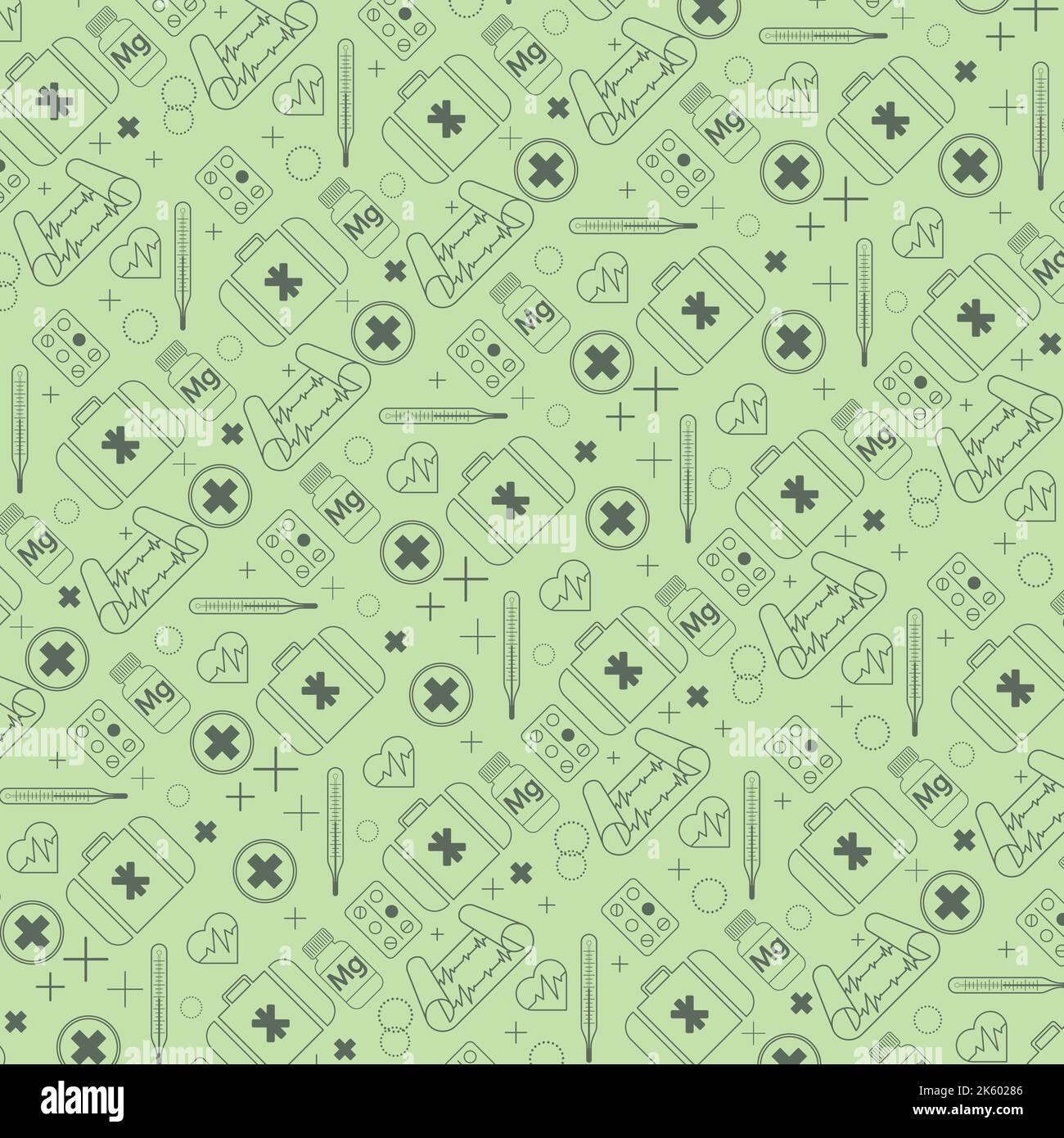 medical pattern with pills health kit thermometer heart medical test ...