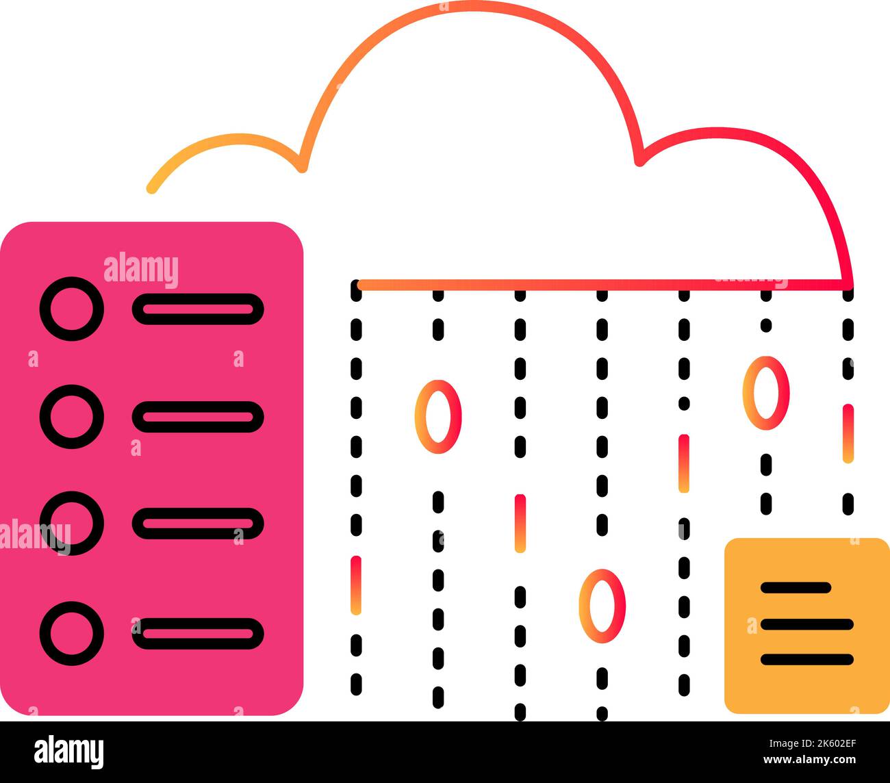 Cloud database outline icon. Vector data network. Computer server, internet storage service ...