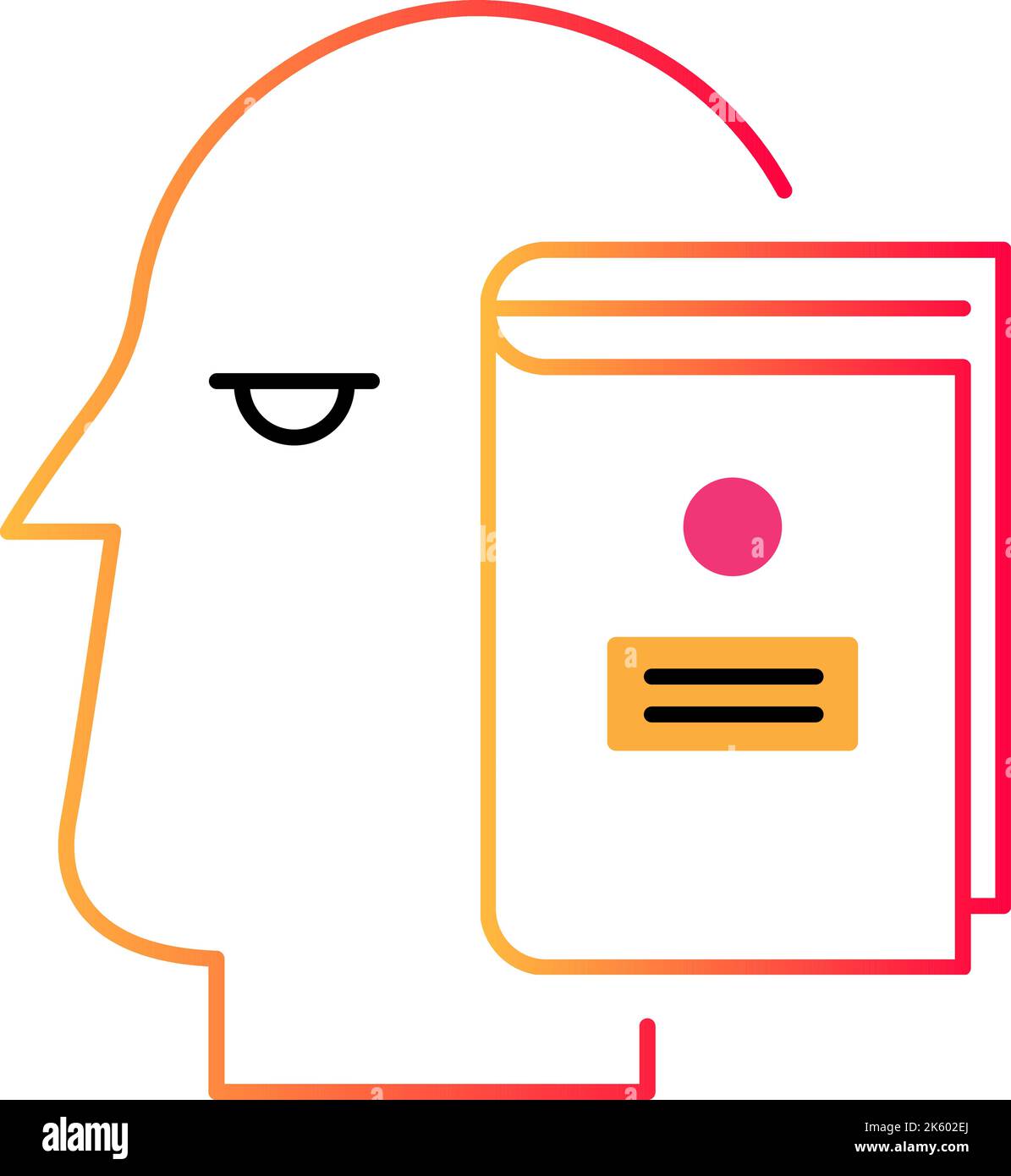Knowledge and education outline icon. Vector human head and book flat ...