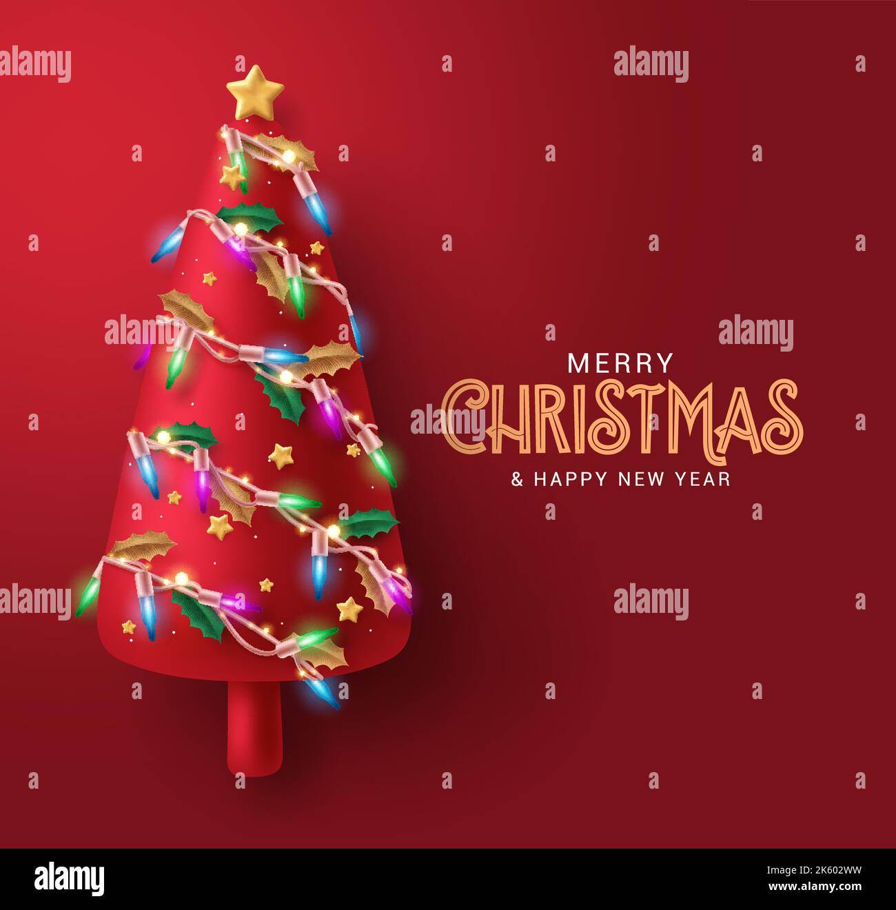 Christmas tree vector background design. Merry christmas greeting text ...