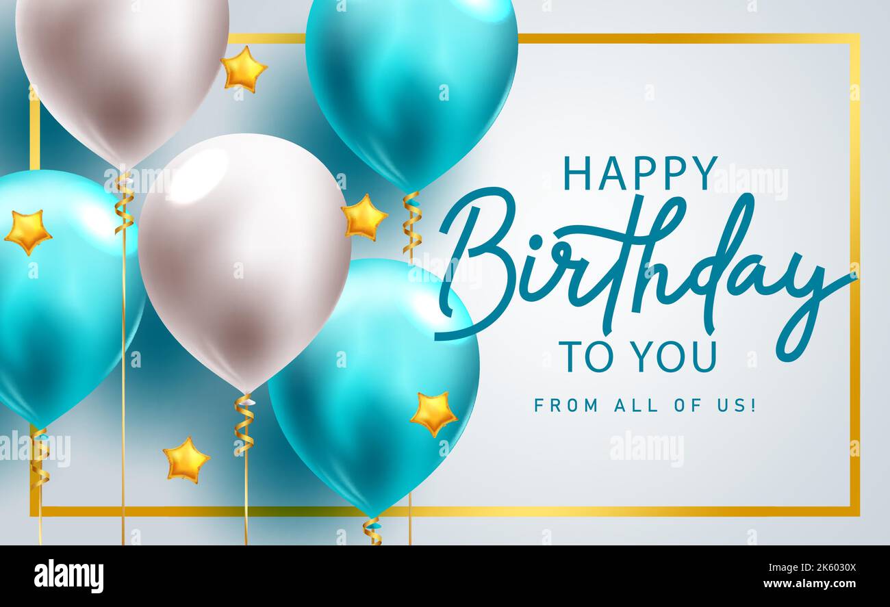 Happy birthday greeting text vector design. Birthday balloons floating ...