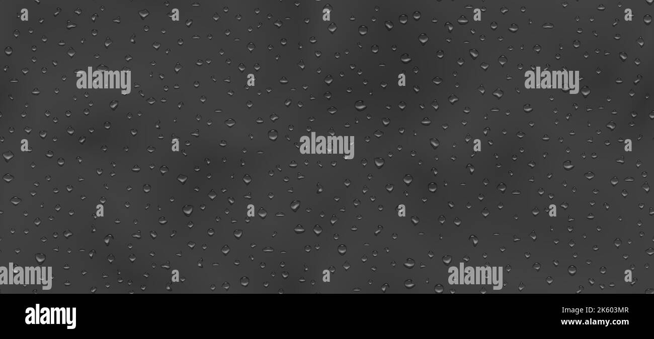 Realistic water drop seamless pattern on dark grey background Stock ...
