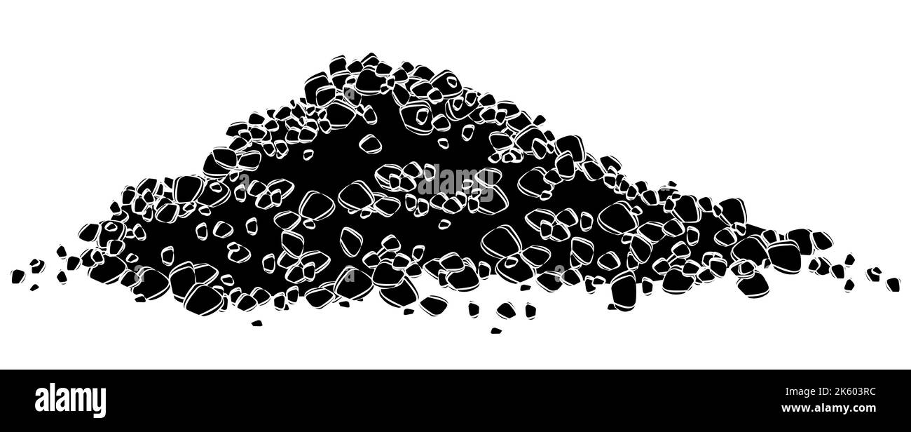 Black silhouette of heap of soil, sand or building rubble isolated on ...