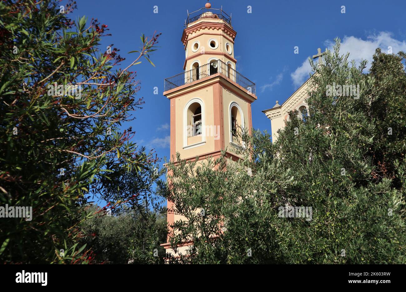 Conca dei Marini - Campanile della Chiesa di San Pancrazio Stock Photo ...