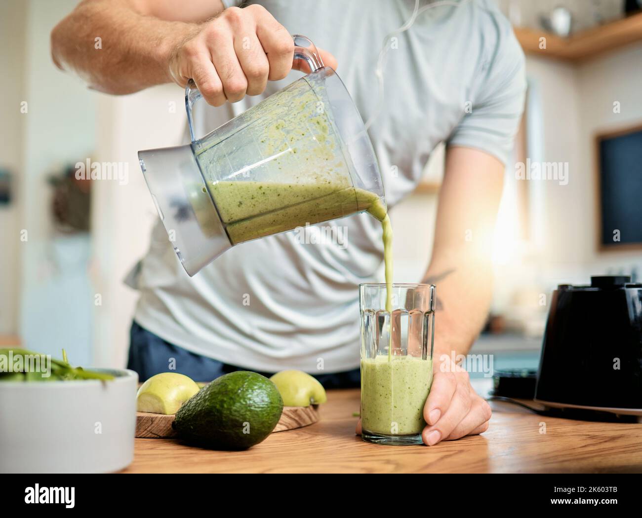 Man pouring healthy smoothie from hi-res stock photography and images ...