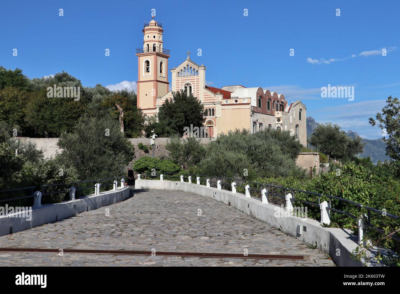 Conca dei Marini - Chiesa di San Pancrazio da Punta Vreca Stock Photo ...