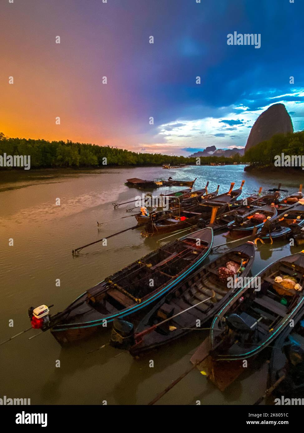Aerial view of Samet Nangshe Viewpoint at sunset during rainy season ...