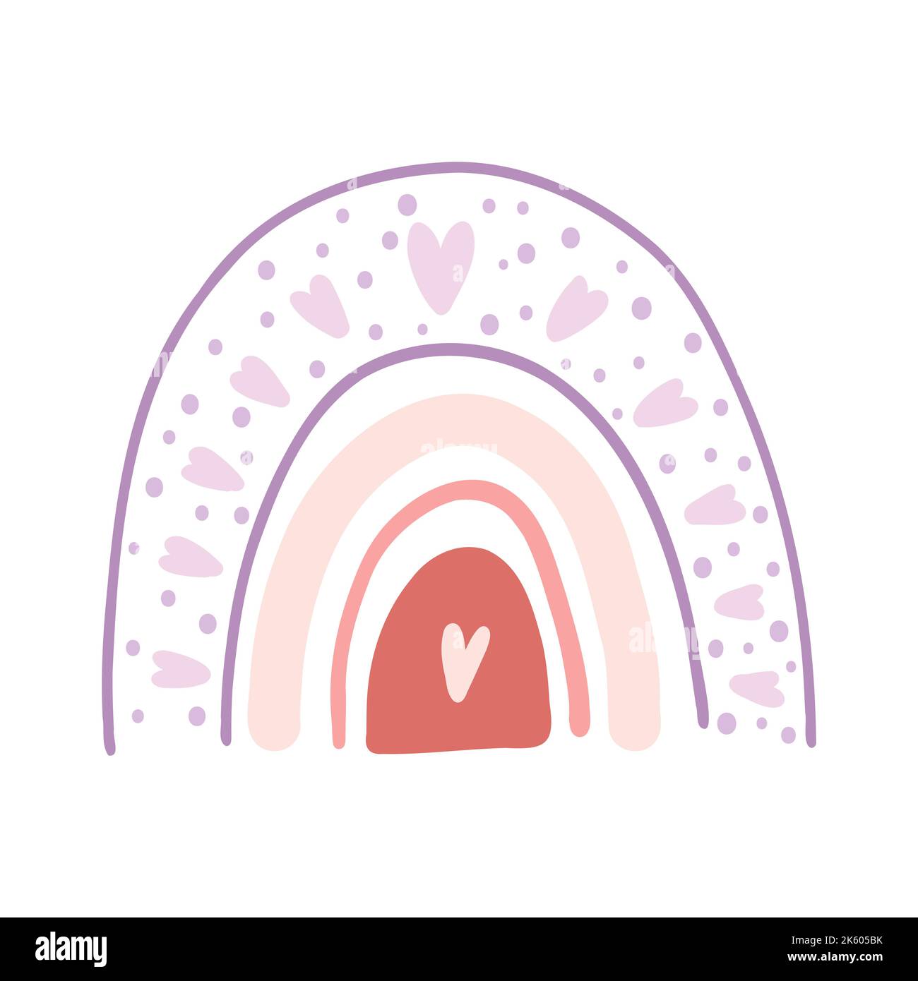 Hand drawn cute cartoon rainbow. Vector illustration of modern ...
