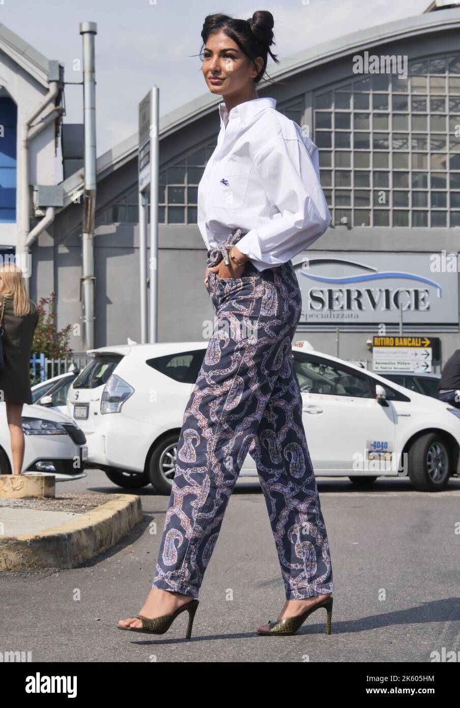 Elisa Maino street style outfit before Etro Fashion Show at Milan ...