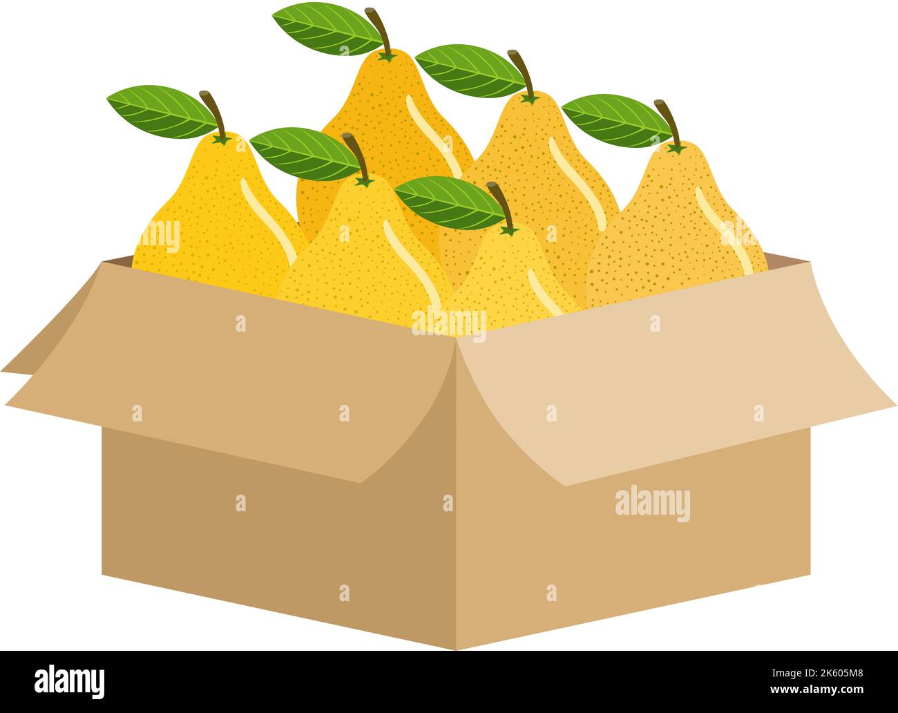 Cardboard box full with yellow pears Stock Photo - Alamy