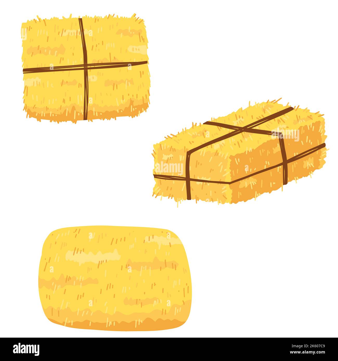 Agricultural haycock in cartoon flat style, rural hay rolled stack ...