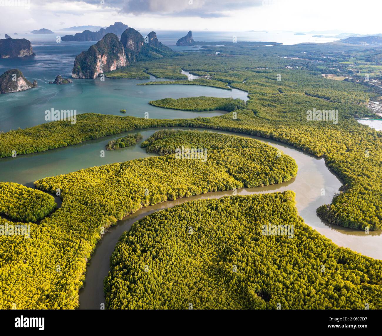 Aerial view of Samet Nangshe Viewpoint at sunset during rainy season ...