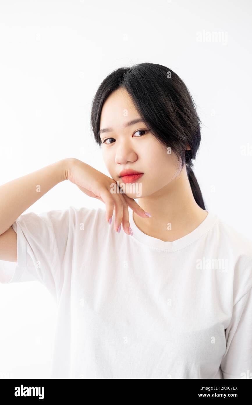 Female facial care. Asian beauty treatment. Perfect skin. Anti-aged ...