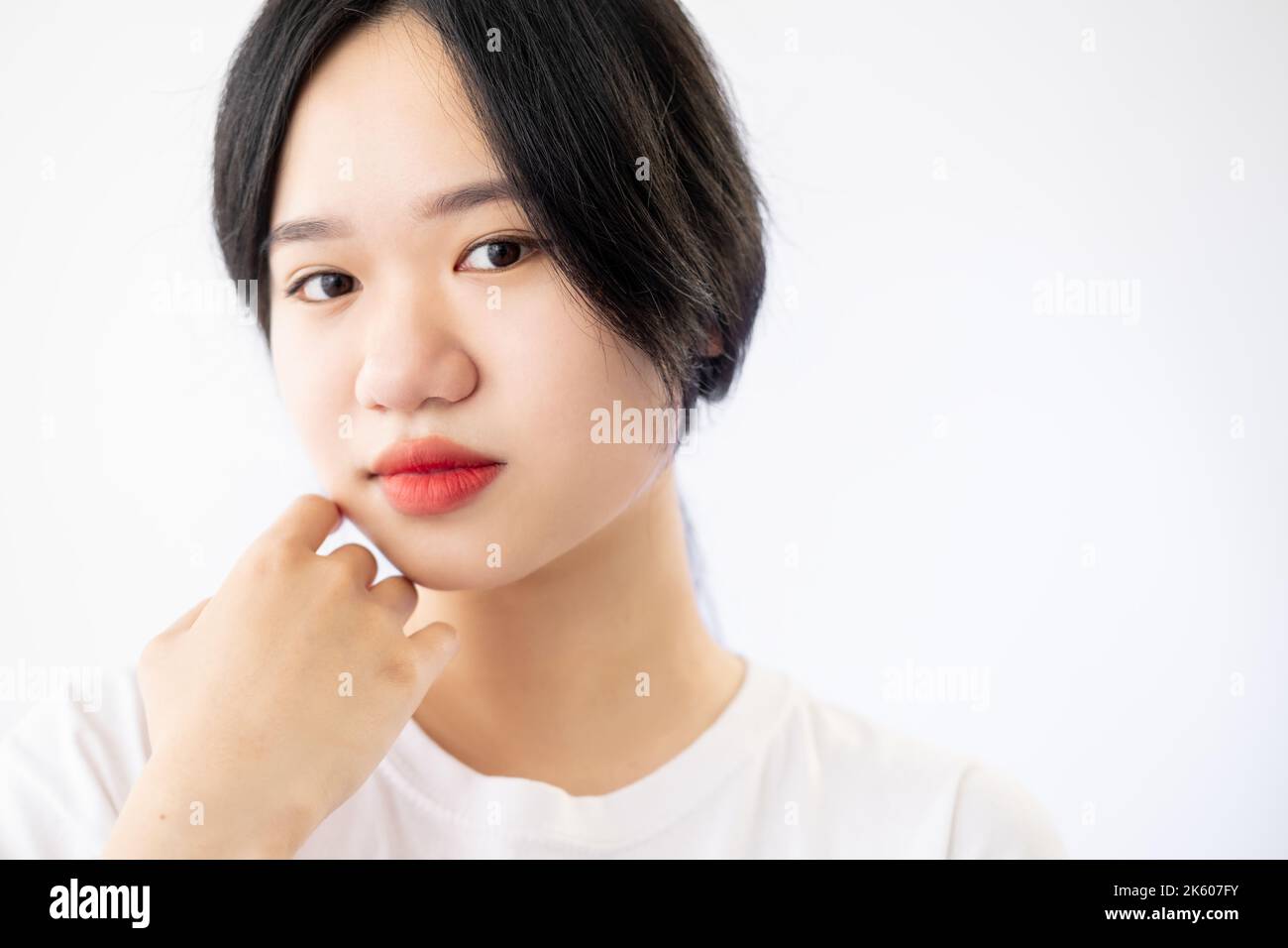 Facial care. Asian woman. Contouring beauty. Spa procedure. Pretty lady ...