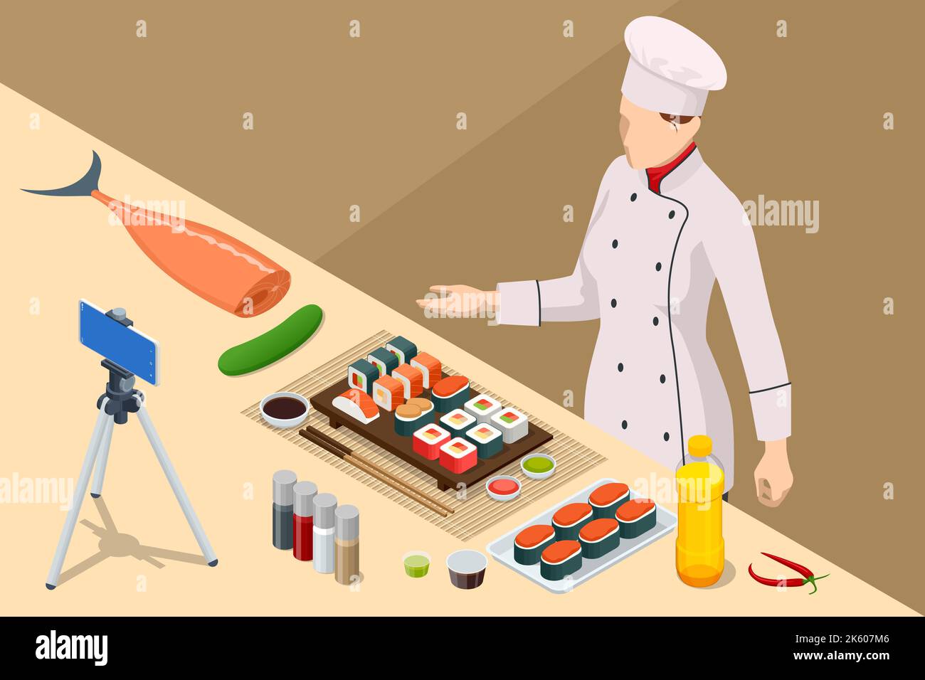 Closeup cook making japanese Stock Vector Images - Alamy