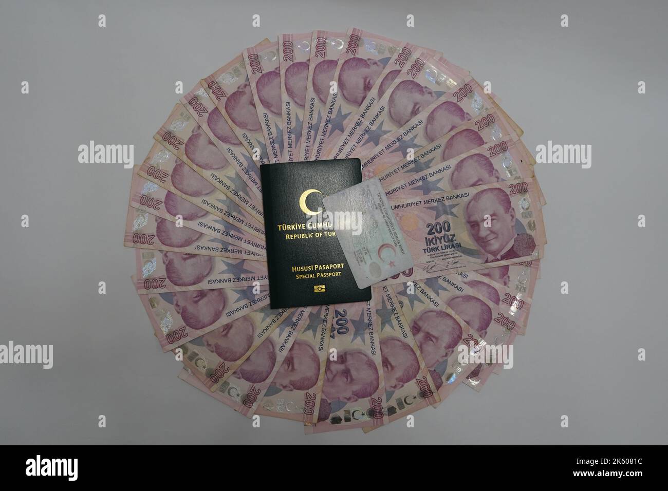 passport with Turkey and Turkish currency, passport and Turkey Identity ...